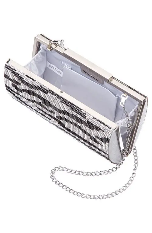 Nina Lea Frame Clutch - Black-white
