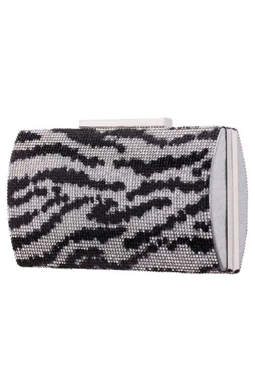 Nina Lea Frame Clutch - Black-white