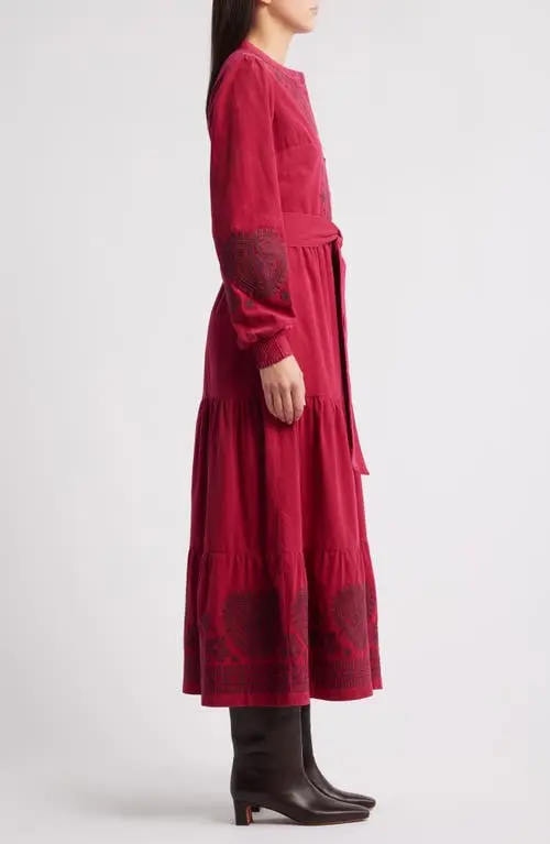 Boden Alba Embroidered Long Sleeve Maxi Dress In Cherry Jam Embroidered -  60% Off