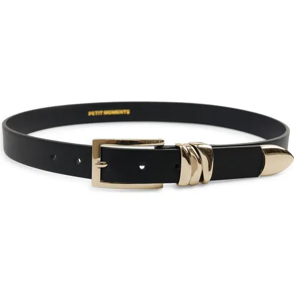 PETIT MOMENTS Faux-leather Belt - Black/gold