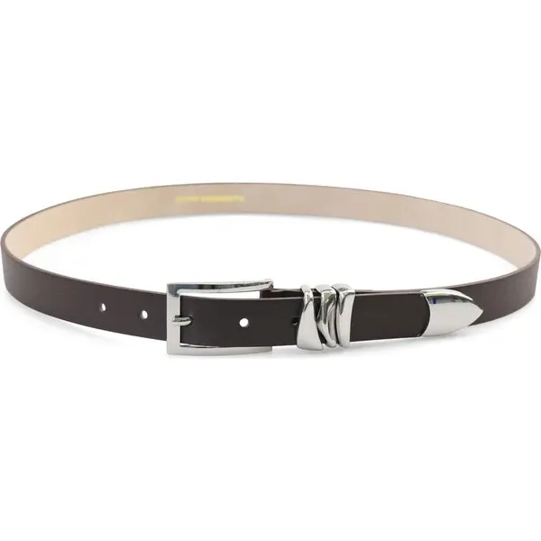 PETIT MOMENTS Faux-leather Belt - Chocolate/ Silver