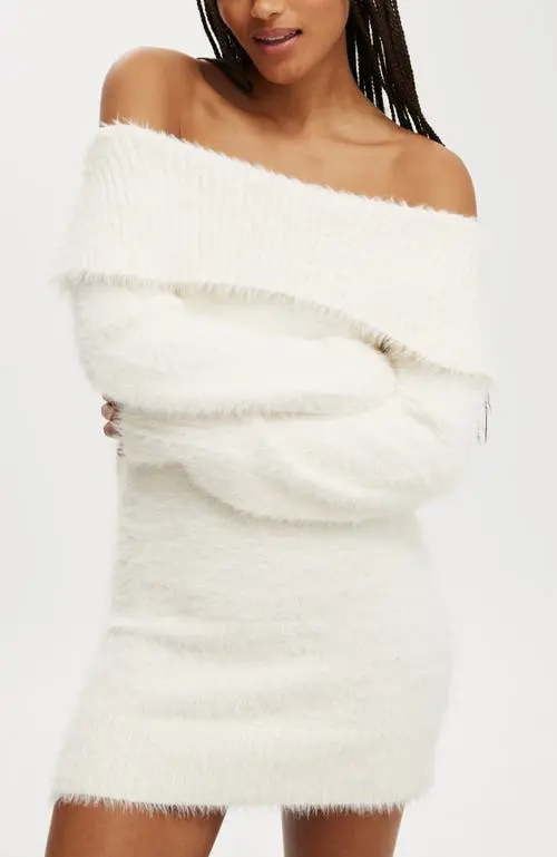 white off the shoulder sweater dress (Style Pantry) perfect for your colder holiday escapes Cotton On Faux Off Shoulder