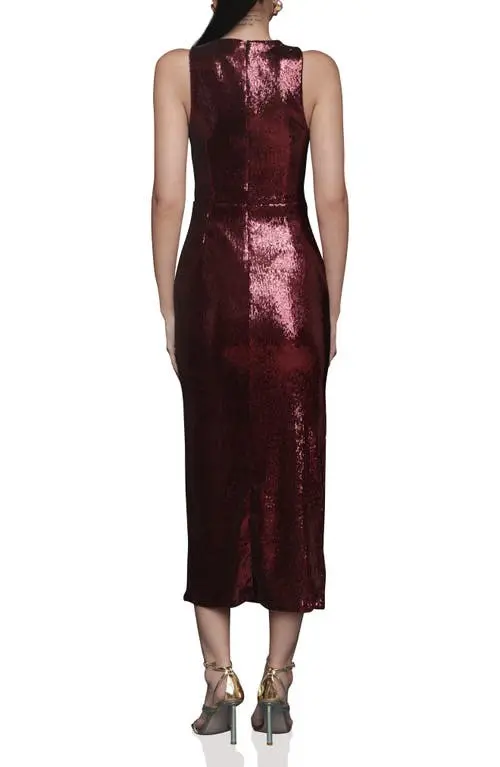Avec Les Filles Sequin Slit Dress - Merlot