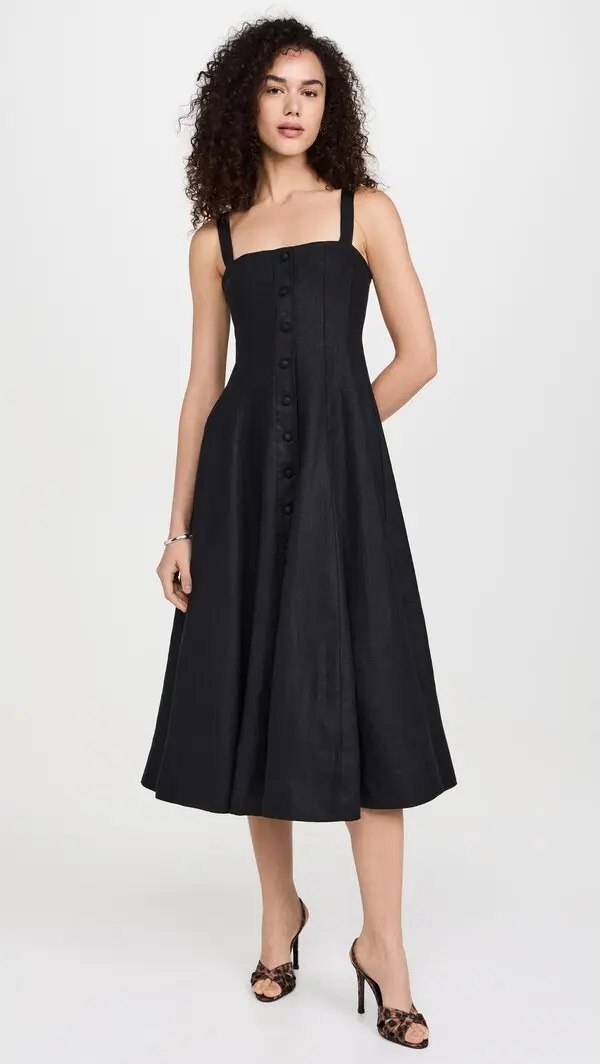 Faithfull The Brand Corbiere Linen Dress - Black