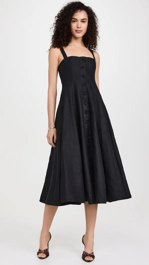 Faithfull The Brand Corbiere Linen Dress - Black