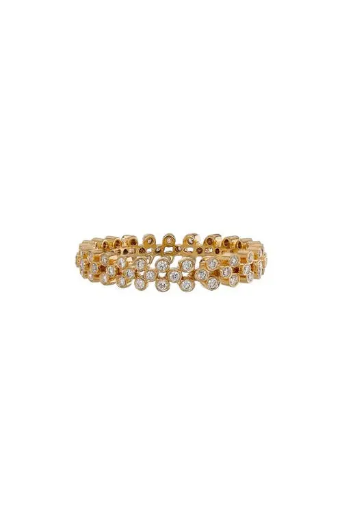 Sethi Couture Clover Diamond Bezel Ring - Yellow Gold