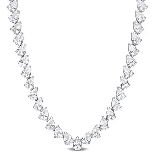 JULIANNA B. White Sapphire Teardrop Tennis Necklace - Sterling Silver