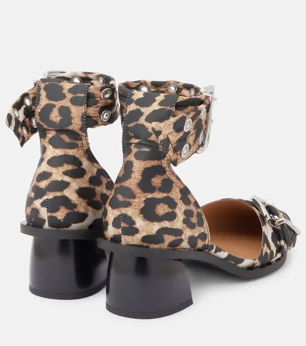 GANNI Leopard-print Satin Pumps - Multicoloured