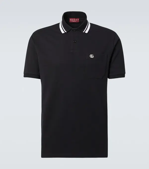Gucci Gg Web Cotton-blend Polo Shirt - Black