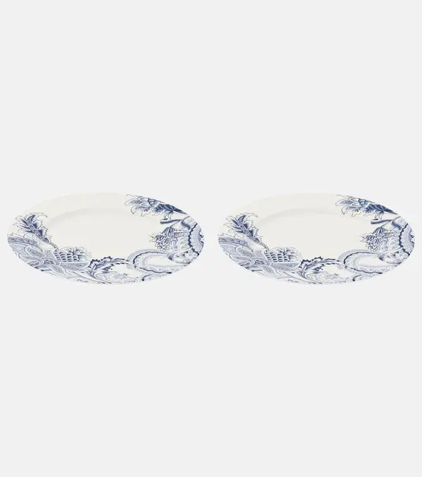 Etro Bloom Set Of 2 Porcelain Charger Plates - Blue