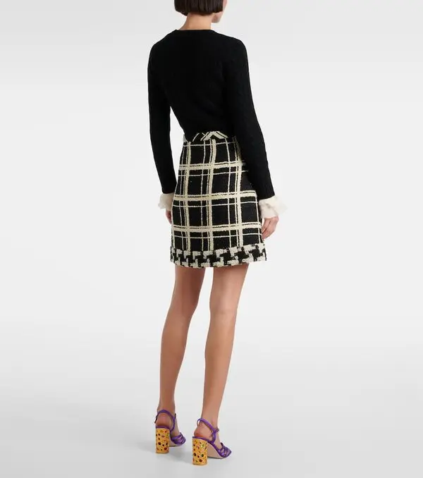 Valentino Garavani Mossi Wool-blend Tweed Miniskirt