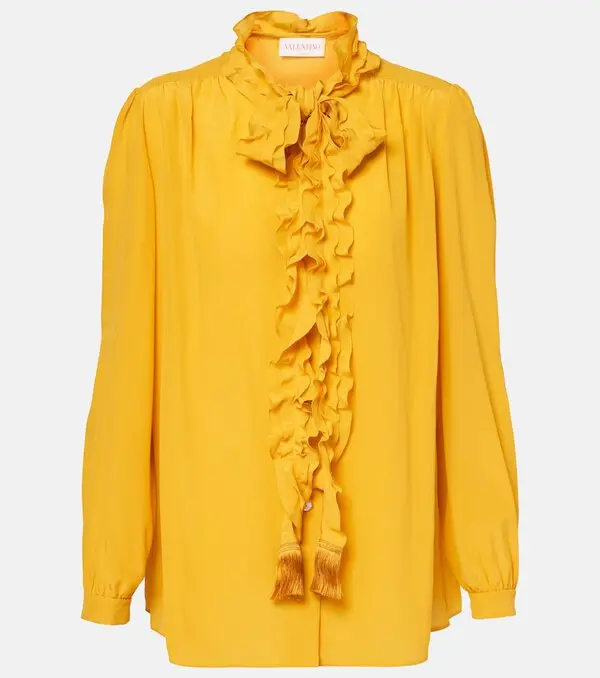 Valentino Garavani Silk Crêpe De Chine Shirt - Yellow