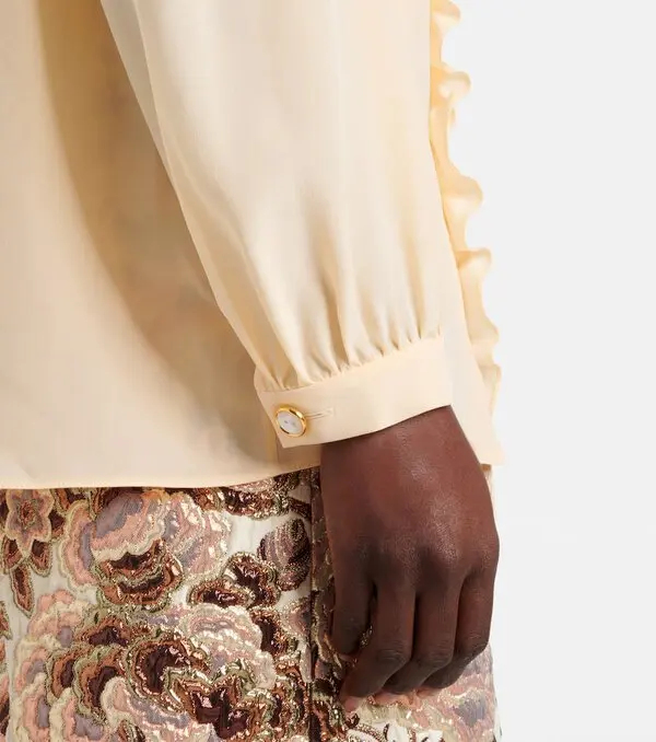 Valentino Garavani Silk Crepe De Chine Shirt With Ruffle Detail