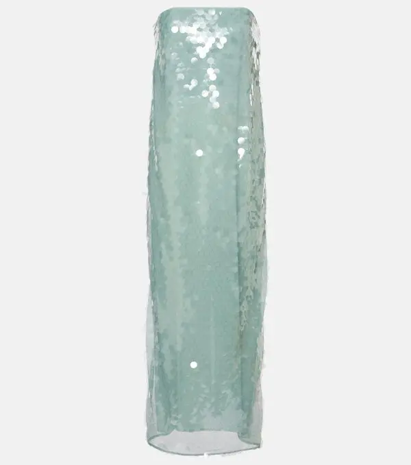 Staud Casey Strapless Maxi Dress - Blue