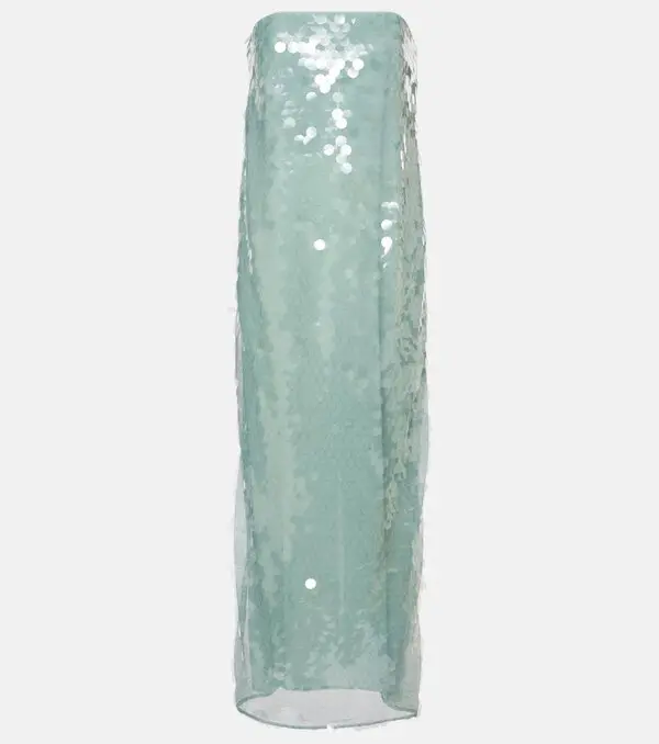Staud Casey Strapless Maxi Dress - Blue