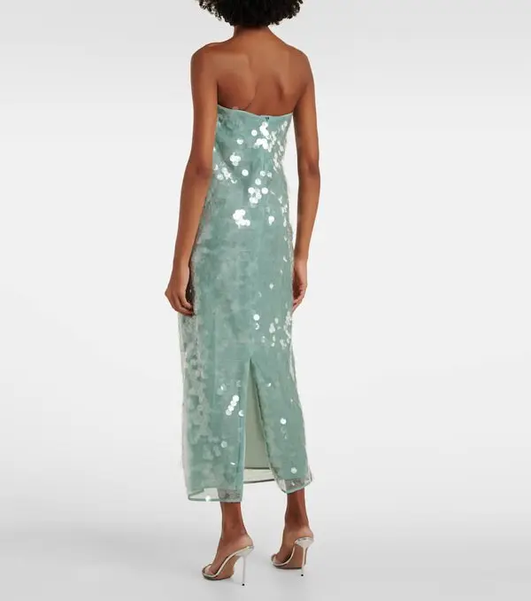 Staud Casey Strapless Maxi Dress - Blue