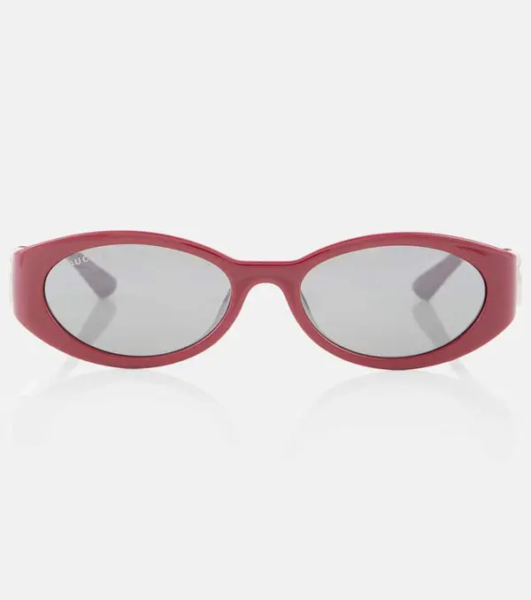 Gucci Oval Sunglasses - Burgundy