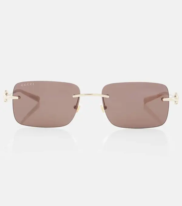 Gucci Horsebit Rectangle Sunglasses - Brown