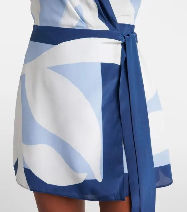 SIR THE LABEL Sir Portia Printed Silk Satin Wrap Dress