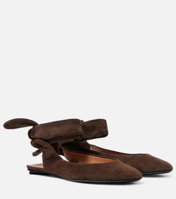 Attico Cloe Suede Slingback Flats - Brown