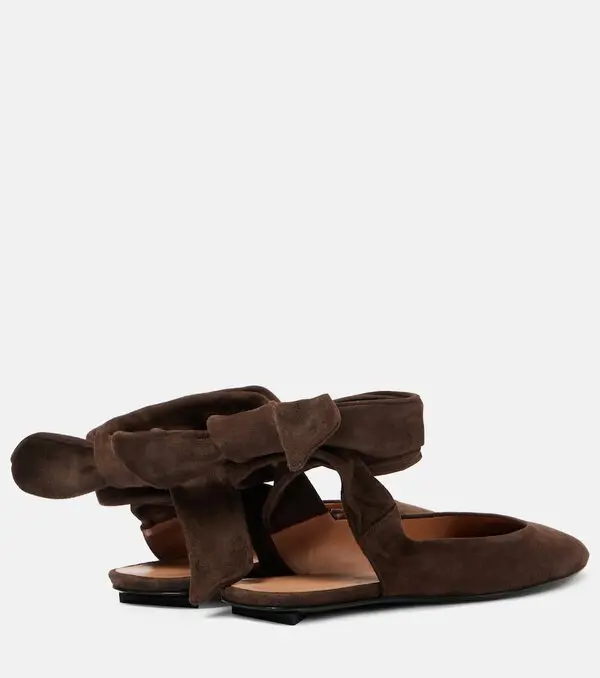 Attico Cloe Suede Slingback Flats - Brown