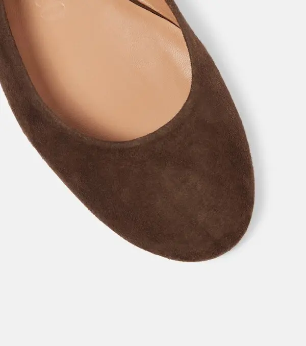 Attico Cloe Suede Slingback Flats - Brown