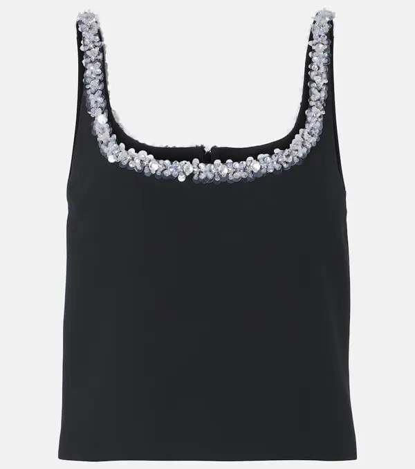 Gucci Sequined Silk And Wool Crêpe Cady Tank Top