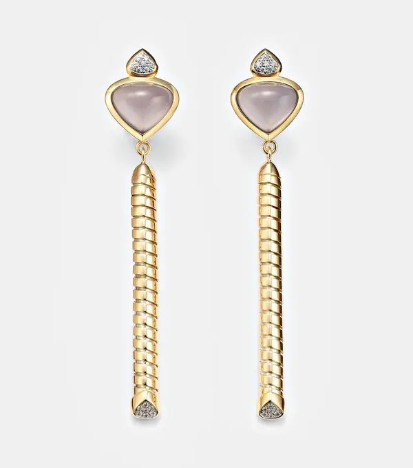 Marina B 18kt Yellow Drop Earrings With Chalcedony And Diamonds - Gold