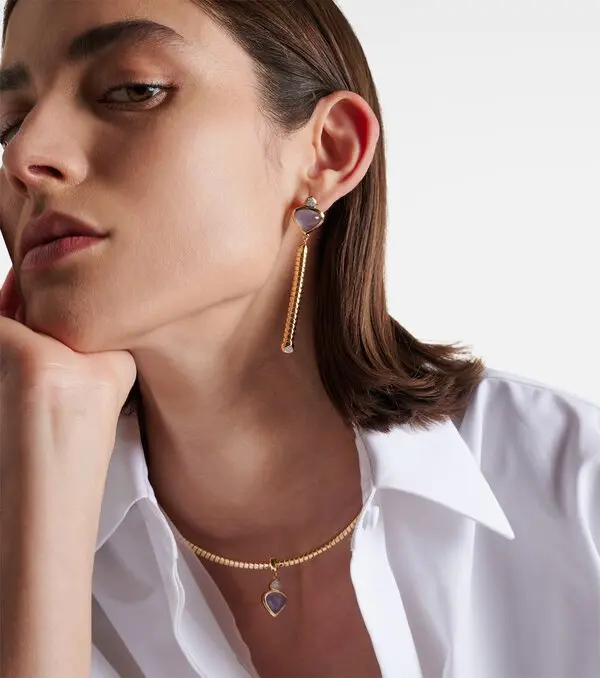 Marina B 18kt Yellow Chalcedony And Diamond Drop Earrings