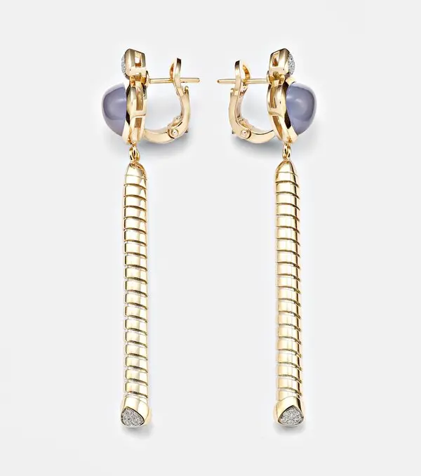 Marina B 18kt Yellow Chalcedony And Diamond Drop Earrings