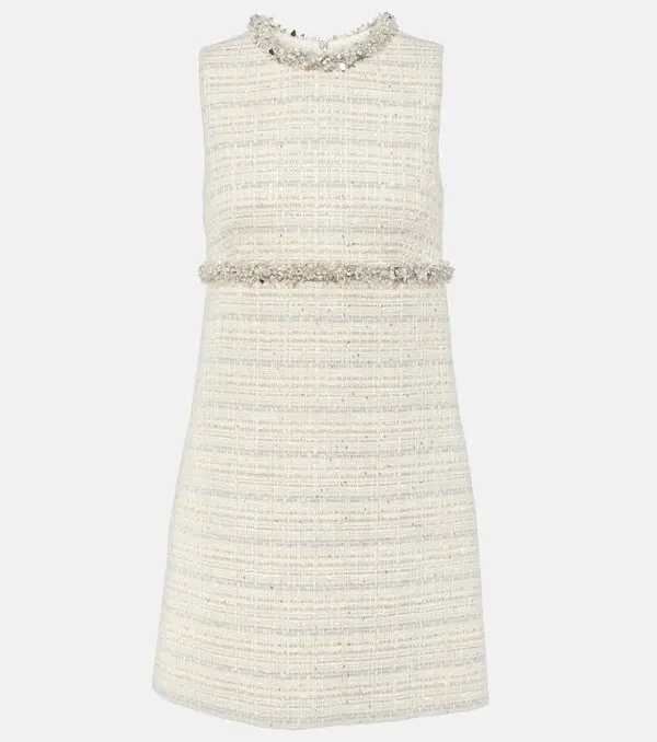Valentino Garavani Embellished Tweed Minidress - Multicoloured