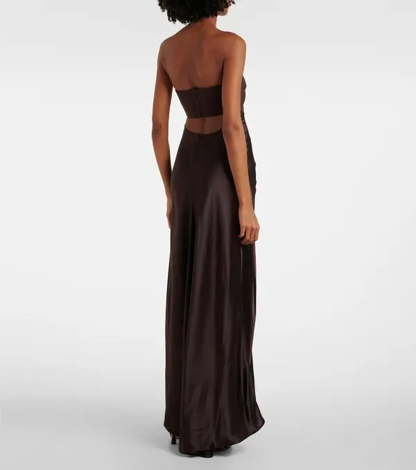 Staud Wayfaring Strapless Midi Dress - Brown