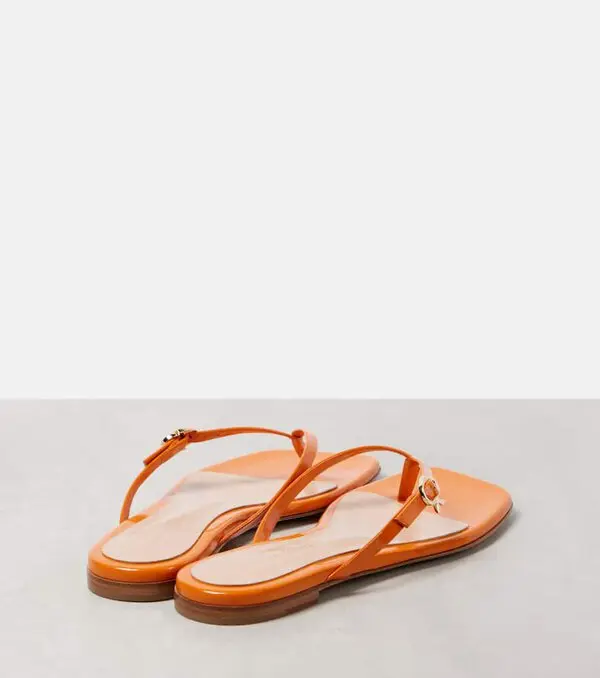 GIANVITO ROSSI Patent Leather Thong Sandals With Buckle Detail - Orange