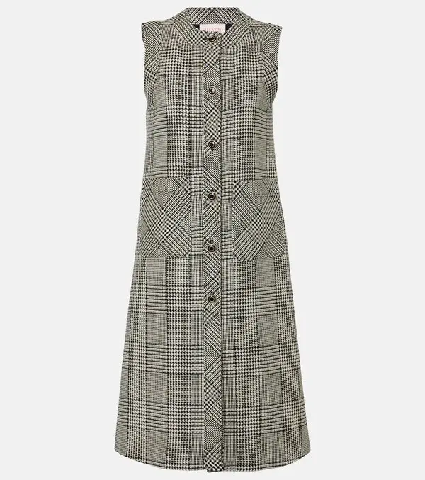 Valentino Garavani Houndstooth Virgin Wool Midi Dress