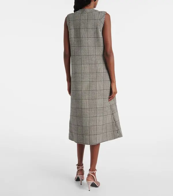 Valentino Garavani Houndstooth Virgin Wool Midi Dress