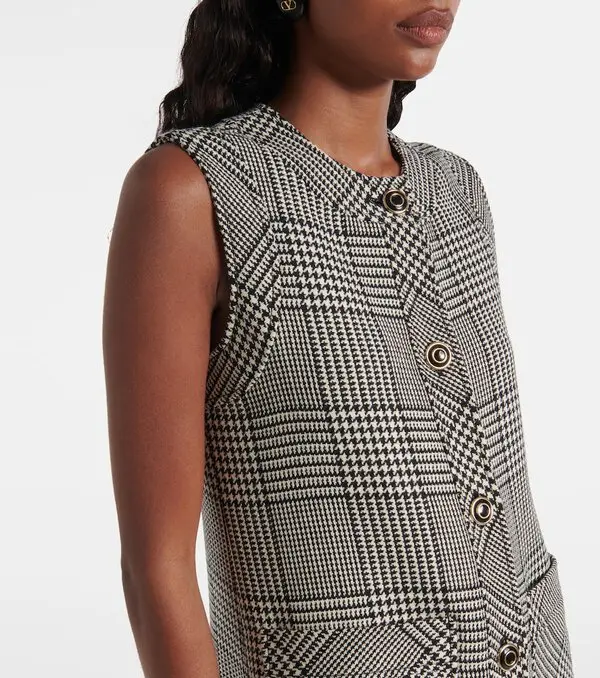 Valentino Garavani Houndstooth Virgin Wool Midi Dress