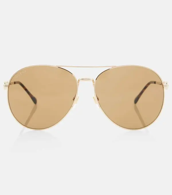 Gucci Horsebit Aviator Sunglasses - Gold