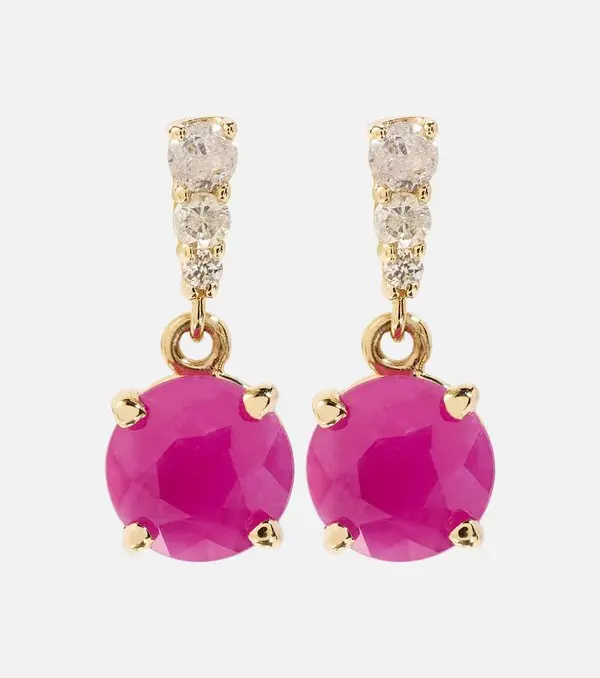 STONE AND STRAND 14kt Gold Ruby And Diamond Earrings - Red