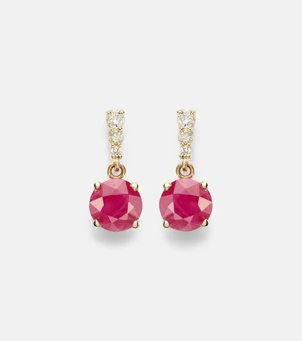STONE AND STRAND 14kt Gold Ruby And Diamond Earrings - Red