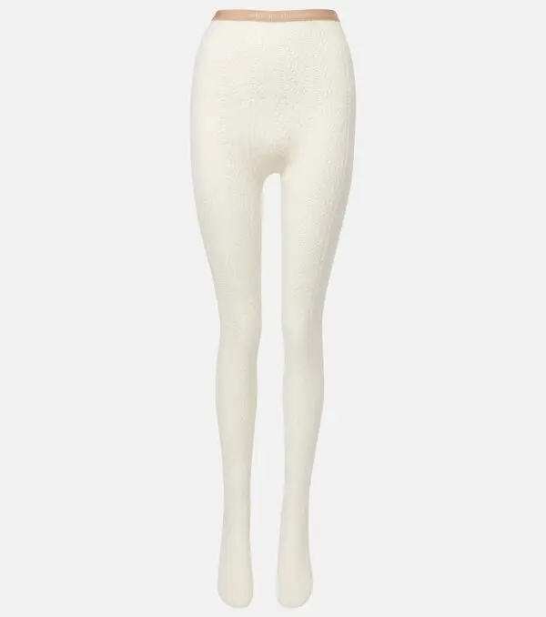 Valentino Garavani Logo Wool-blend Tights - White
