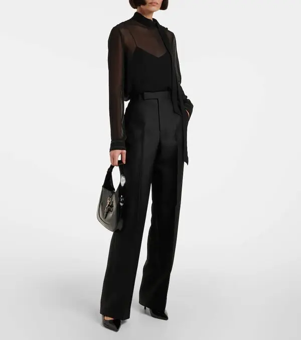 Gucci Wool And Silk Gabardine Straight Pants