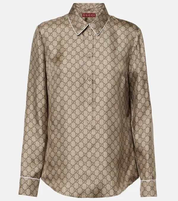 Gucci Gg Silk Twill Shirt - Beige