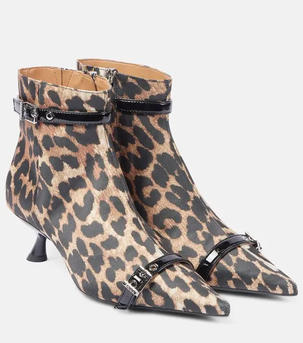GANNI Leopard-print Ankle Boots - Multicoloured