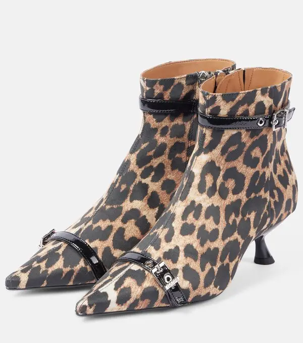 GANNI Leopard-print Ankle Boots - Multicoloured