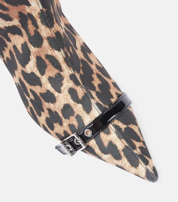 GANNI Leopard-print Ankle Boots - Multicoloured