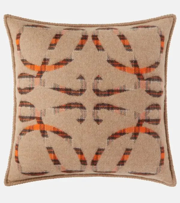 Loewe Anagram Wool And Cashmere Cushion - Beige