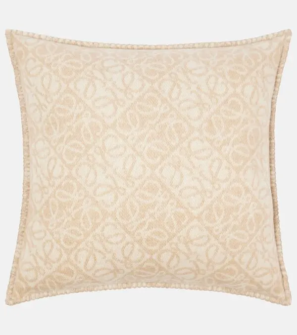 Loewe Anagram Wool And Cashmere Cushion - Neutrals