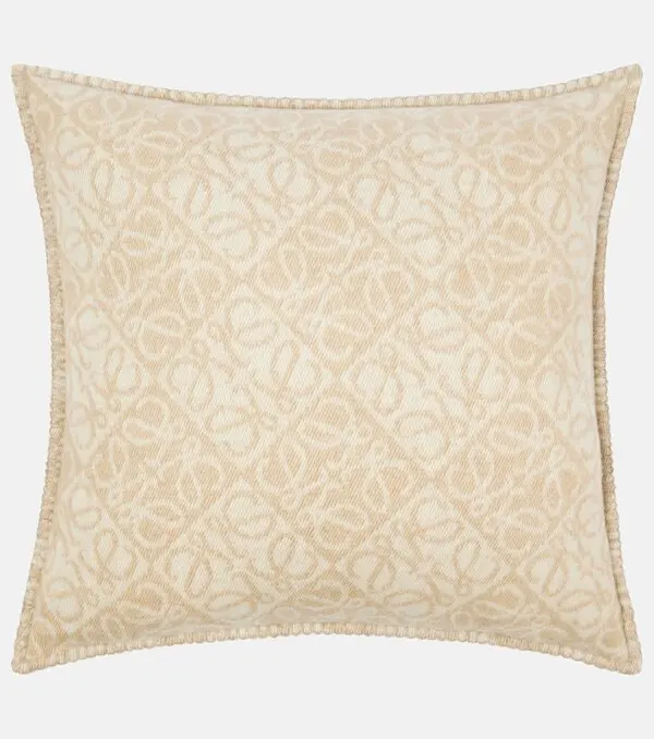 Loewe Anagram Wool And Cashmere Cushion - Neutrals