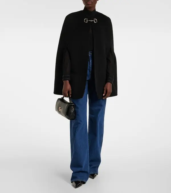 Gucci Horsebit Wool And Silk Cape - Black