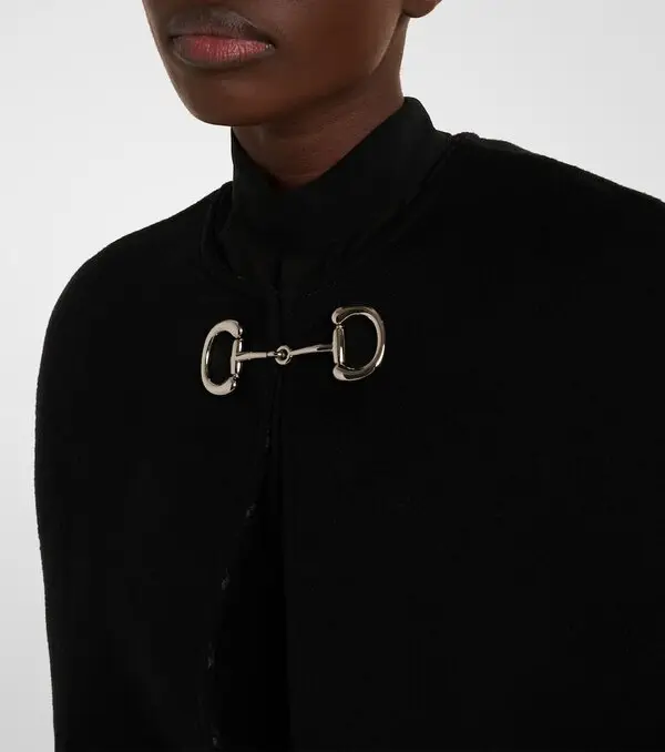 Gucci Horsebit Wool And Silk Cape - Black